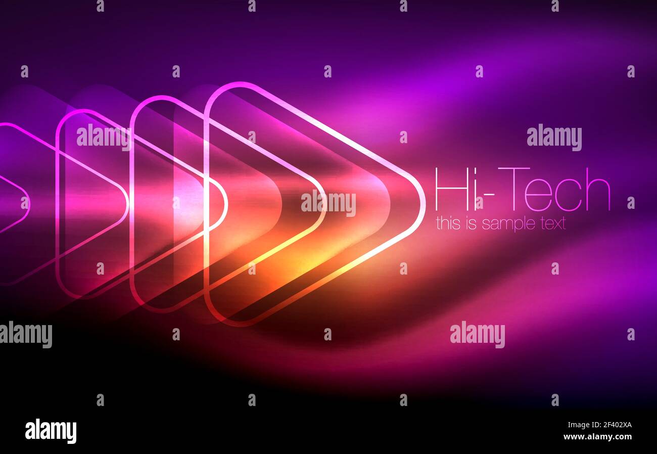 Glowing vector triangle geometric shapes in dark space. Glowing vector ...