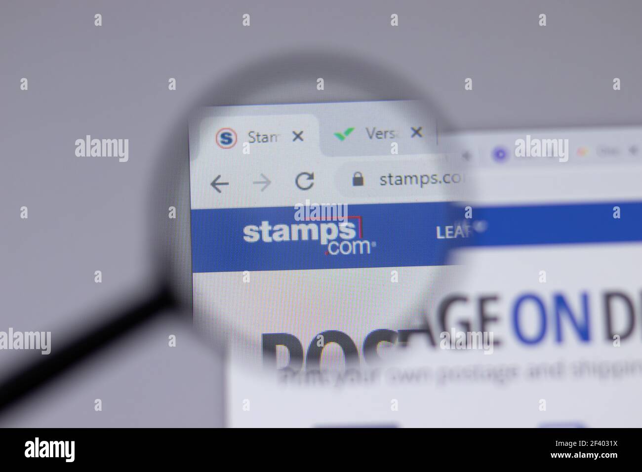 New York, USA - 18 March 2021: Stamps.com company logo icon on website ...