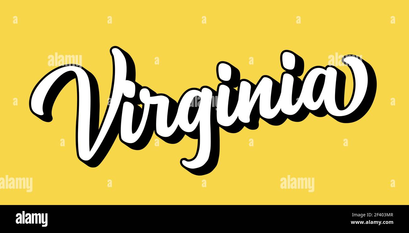 Hand sketched VIRGINIA text. 3D vintage, retro lettering for poster ...