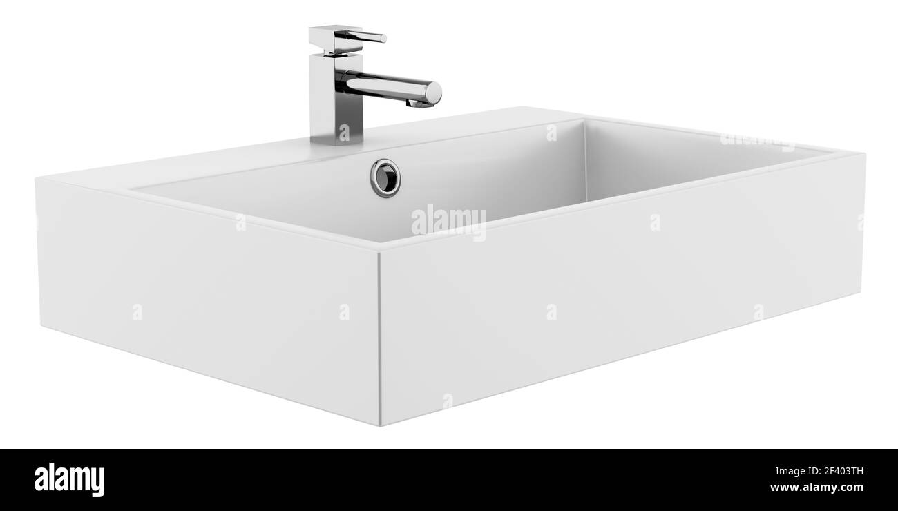 ceramic bathroom sink isolated on white background. 3d illustration ...