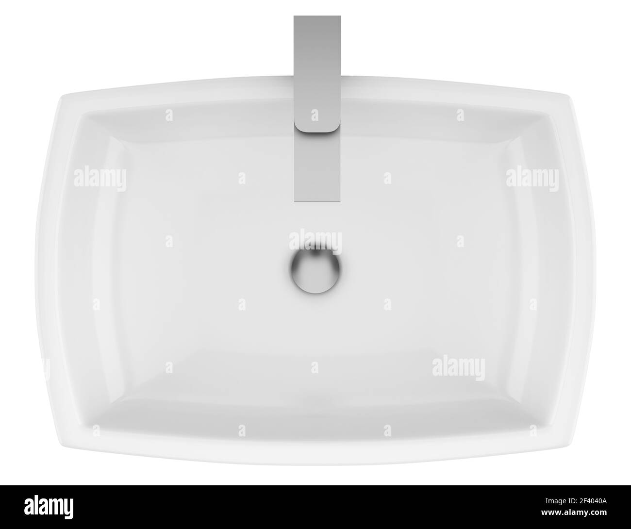 top view of ceramic bathroom sink isolated on white background. 3d ...