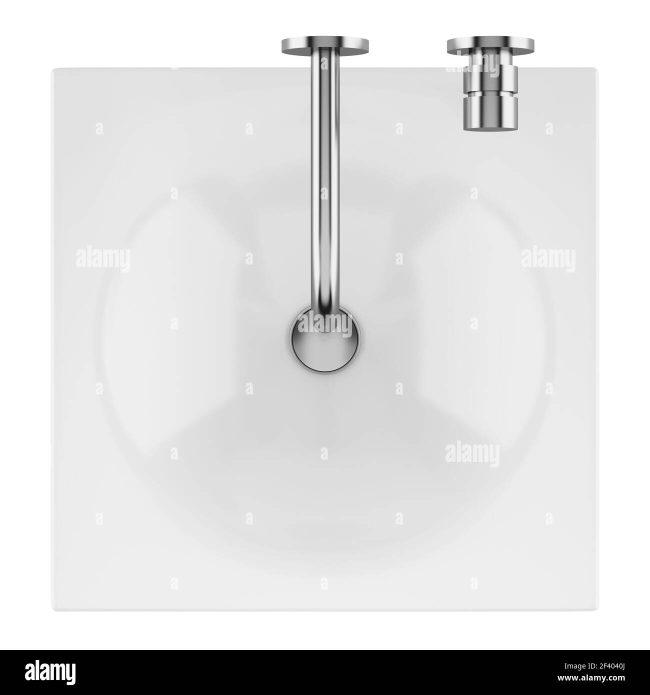 top view of ceramic bathroom sink isolated on white background. 3d ...