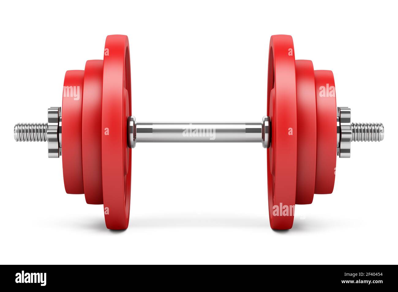red dumbbell isolated on white background. 3d illustration Stock Photo ...