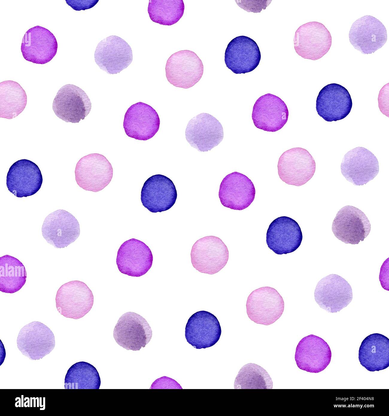 Decorative hand drawn watercolor seamless pattern with polka dots ...