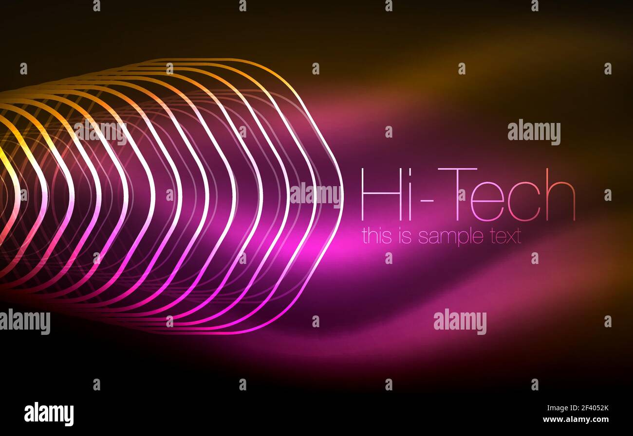 Outline hexagons, glowing geometric shapes, digital techno abstract ...