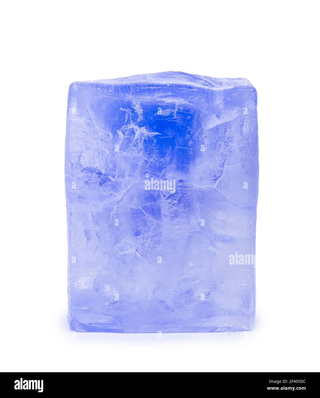 Blue ice cube block isolated over white background Stock Photo - Alamy