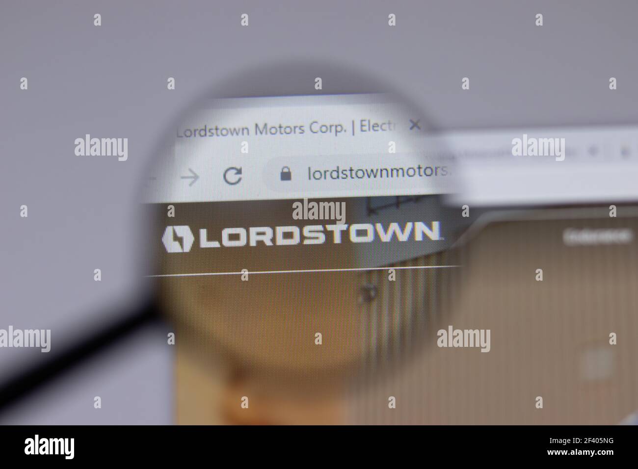 New York, USA - 18 March 2021: Lordstown Motors company logo icon on ...