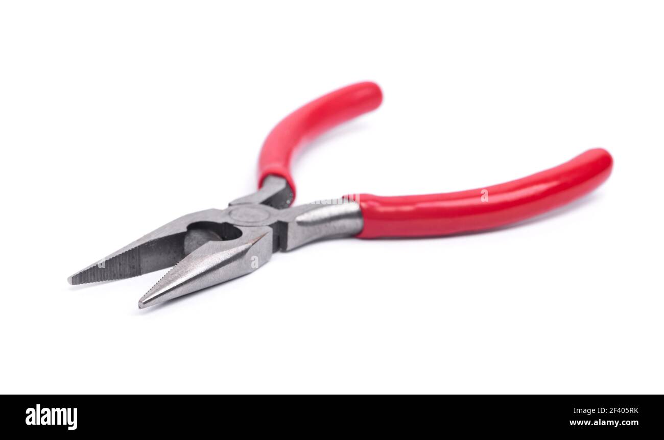 New pliers with red handle isolated on white background Stock Photo - Alamy