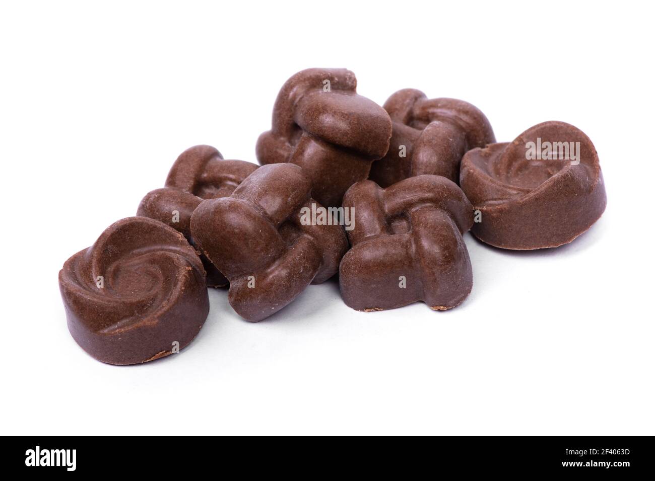 Group of chocolate candies isolated on white background Stock Photo - Alamy