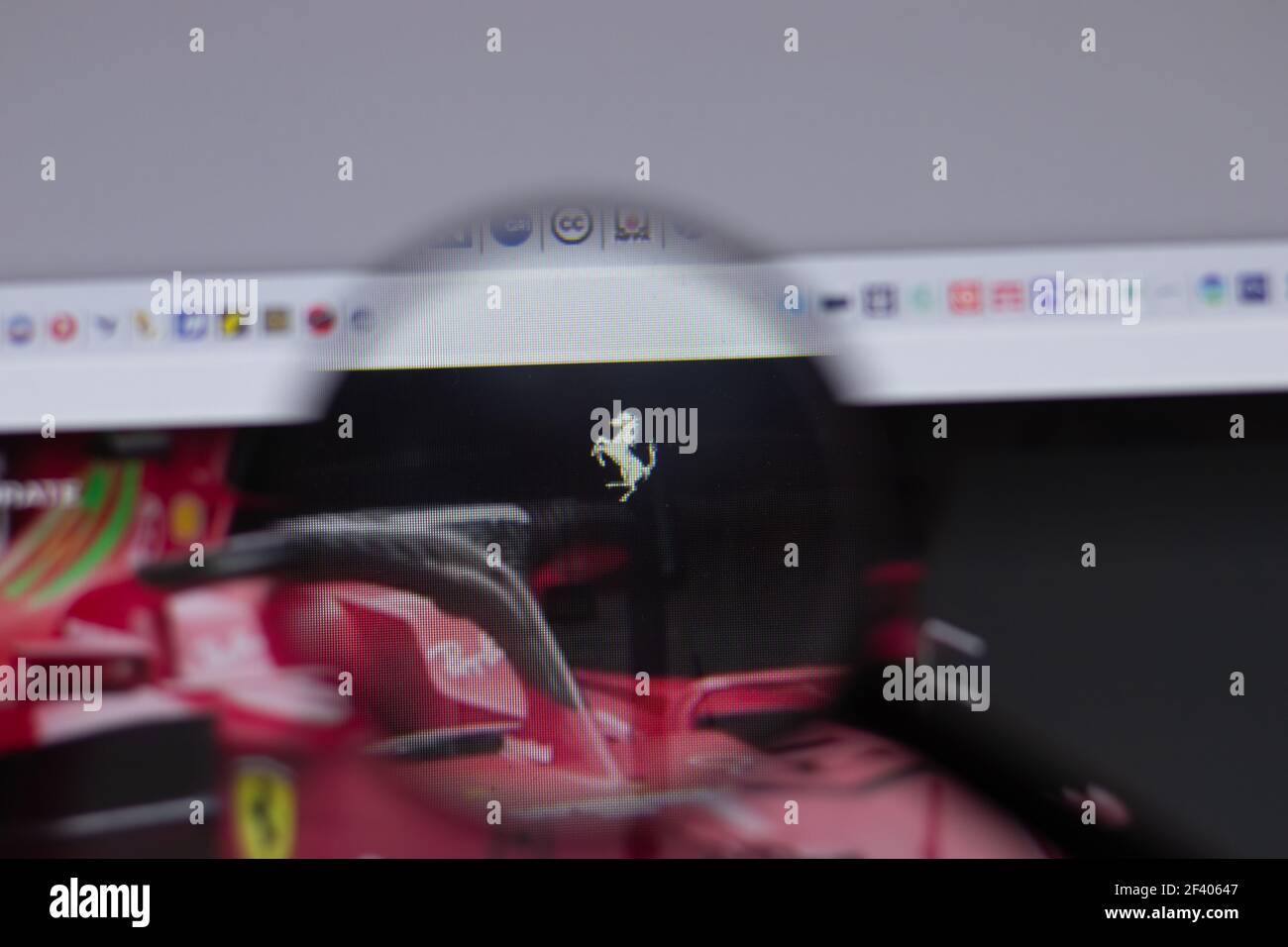 New York, USA - 18 March 2021: Ferrari company logo icon on website ...