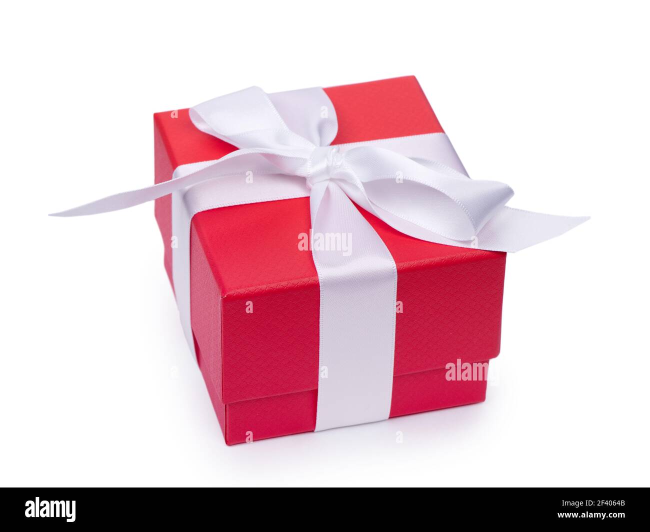 Small red gift box with ribbon isolated on white background Stock Photo ...