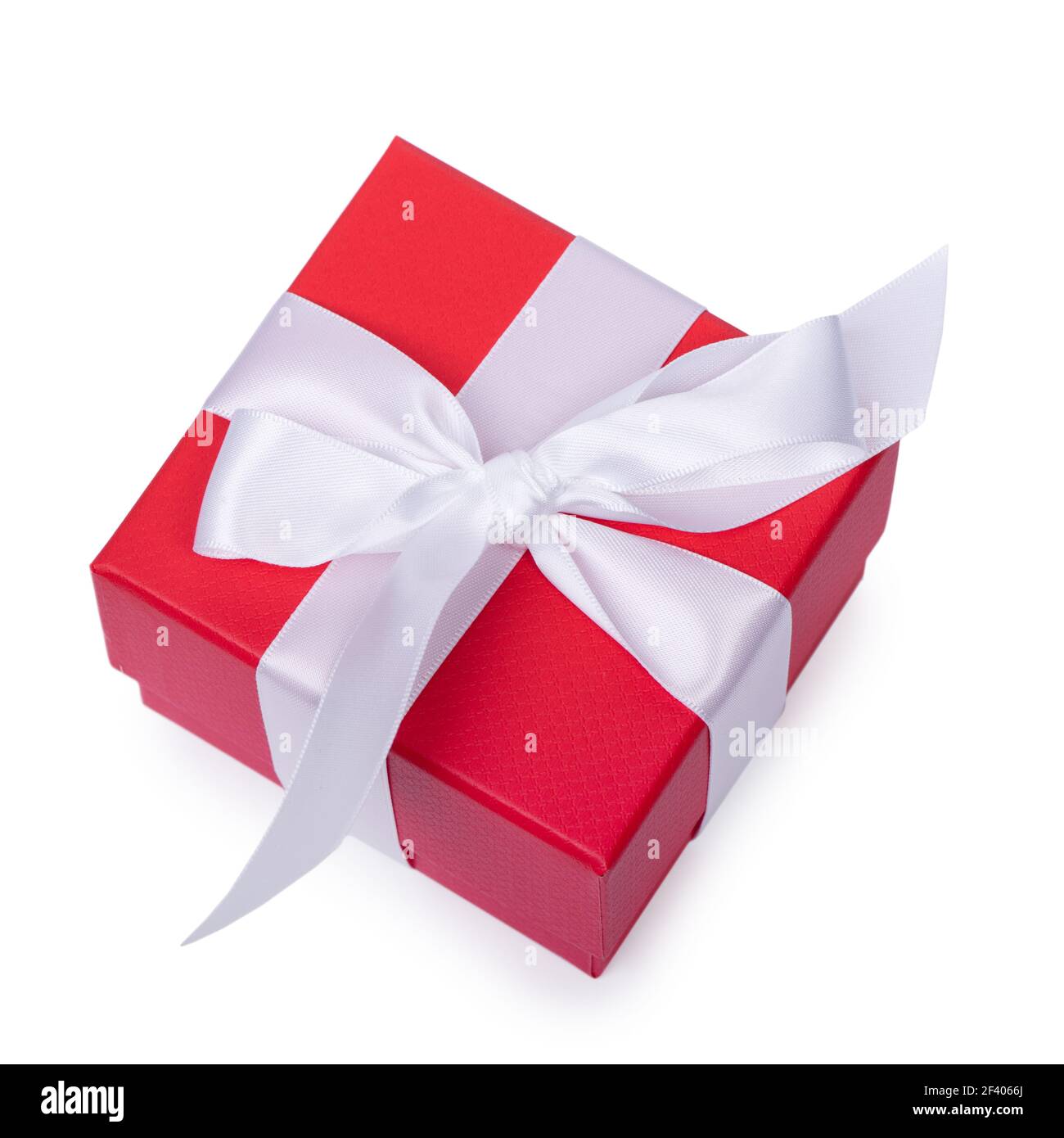 Small red gift box with ribbon isolated on white background Stock Photo ...