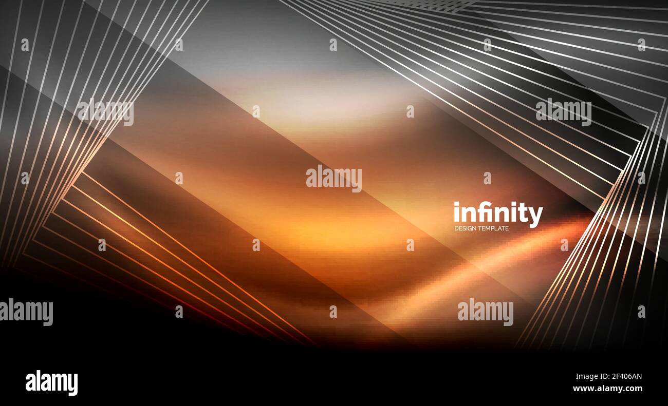 Shiny straight lines on dark background, techno digital modern template ...