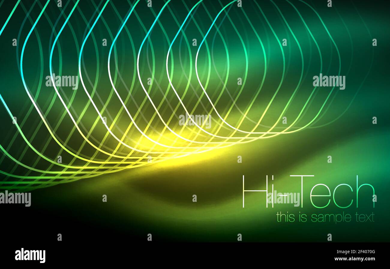 Outline hexagons, glowing geometric shapes, digital techno abstract ...