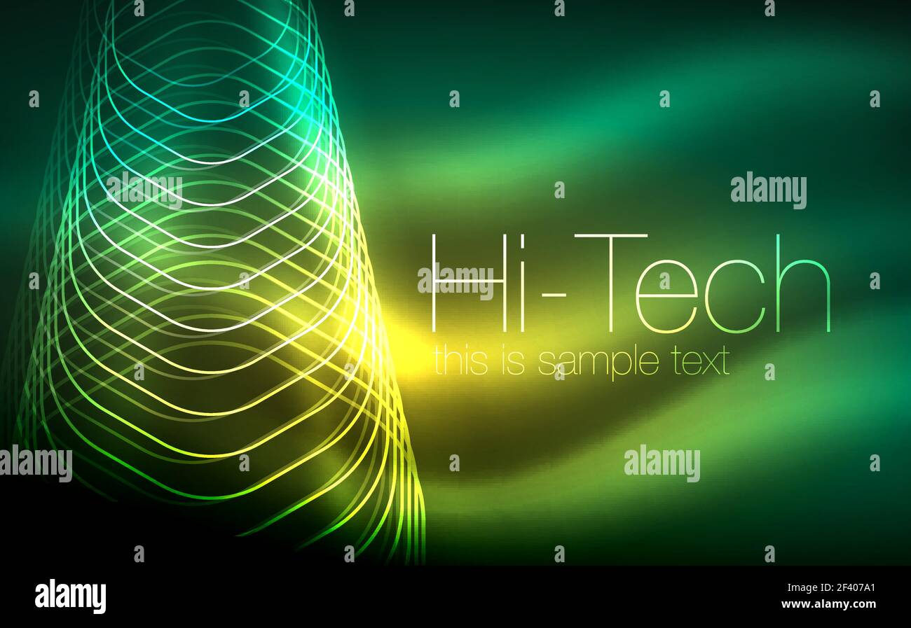 Outline hexagons, glowing geometric shapes, digital techno abstract ...