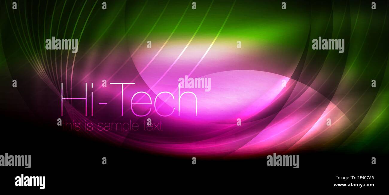 Glossy light effect neon glowing waves, shiny lights. Glossy light ...