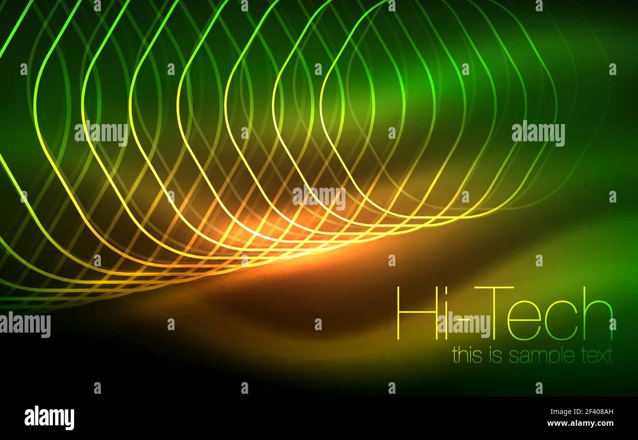Outline hexagons, glowing geometric shapes, digital techno abstract ...