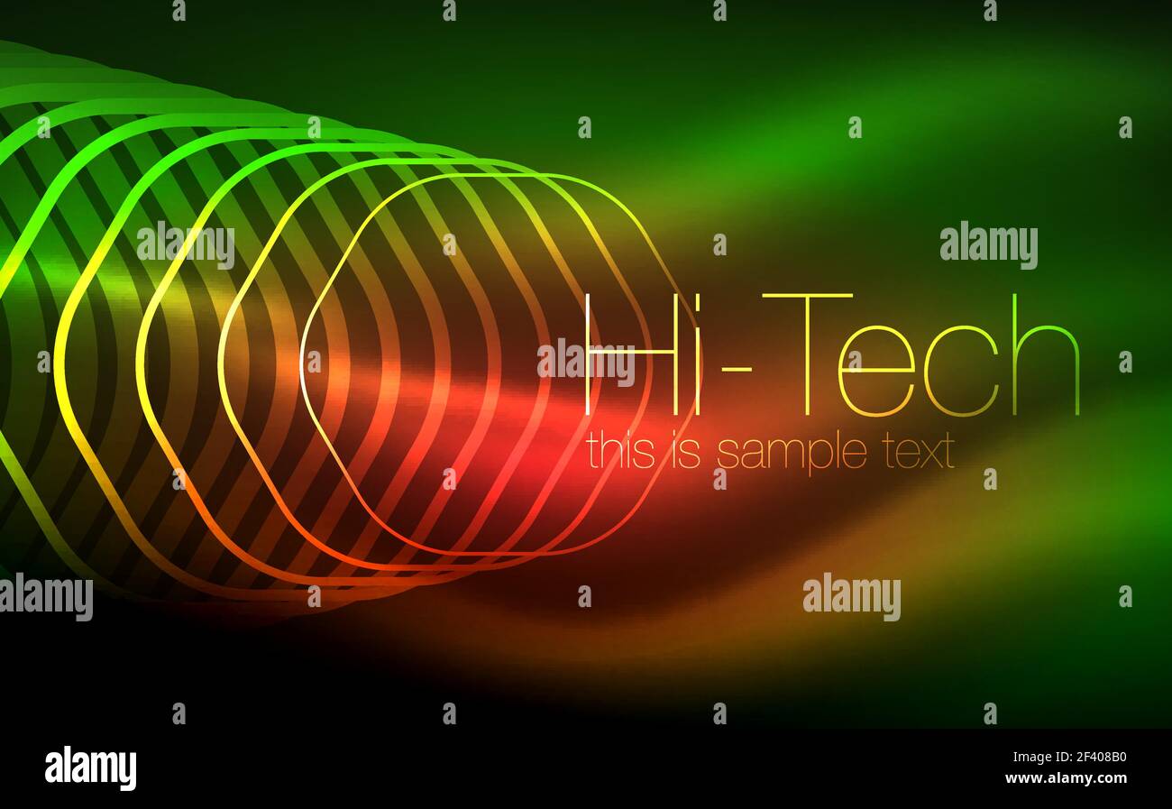 Outline hexagons, glowing geometric shapes, digital techno abstract ...