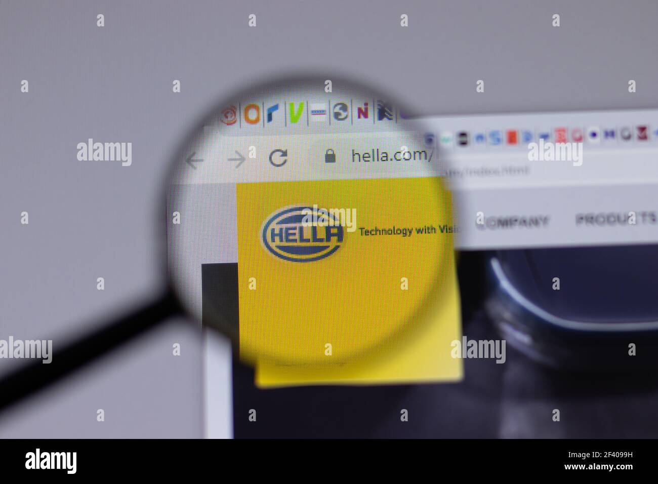 New York, USA - 18 March 2021: Hella company logo icon on website ...