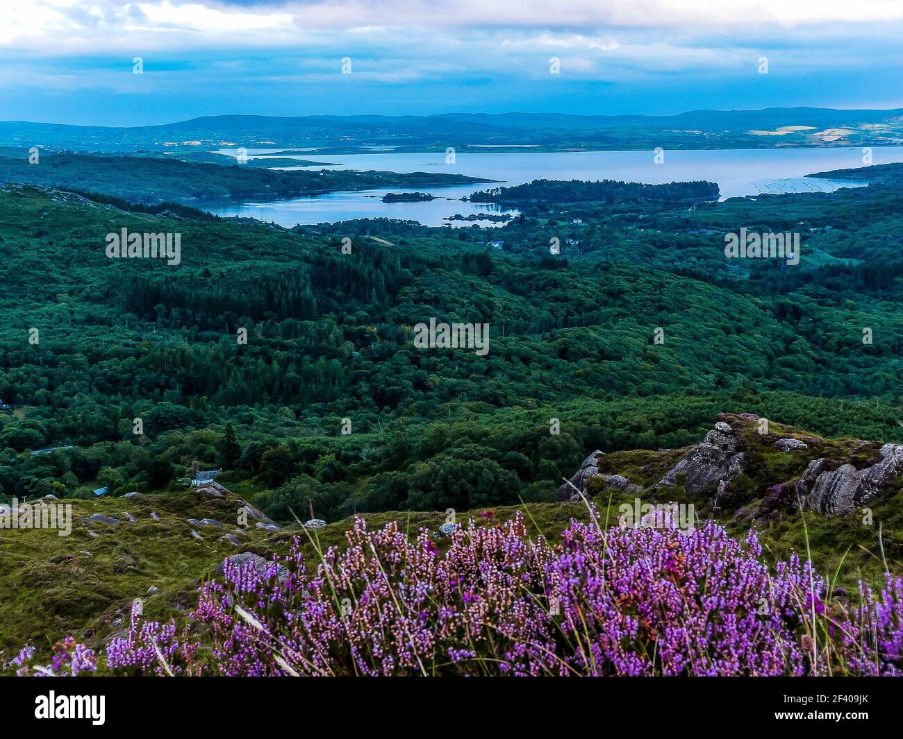 amazing irish landscape with blue sky, ocean and sunshine Stock Photo ...