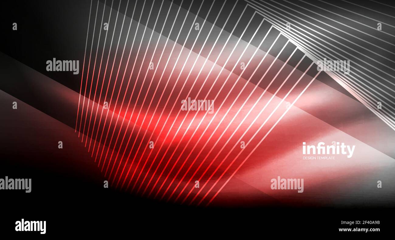 Shiny straight lines on dark background, techno digital modern template ...