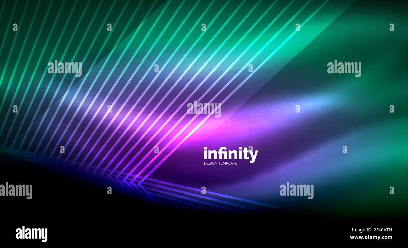 Shiny straight lines on dark background, techno digital modern template ...