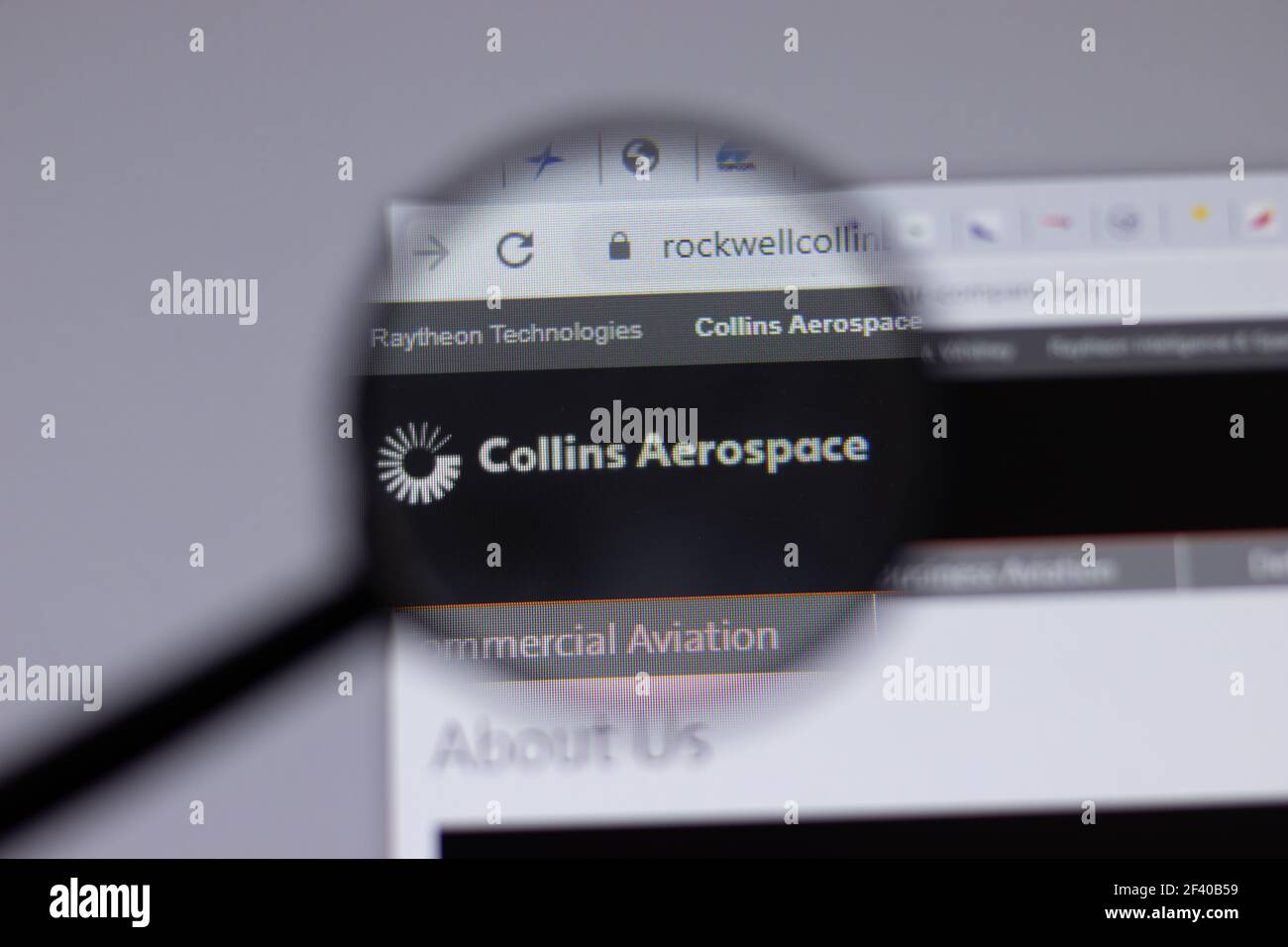 New York, USA - 18 March 2021: Rockwell Collins Aerospace company logo ...