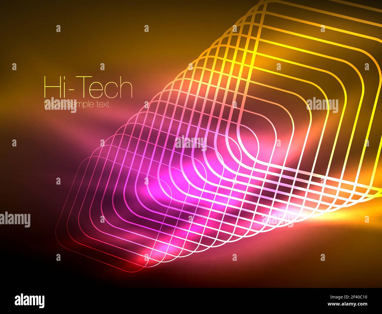 Neon glowing outline squares in dark. Neon glowing outline squares in ...