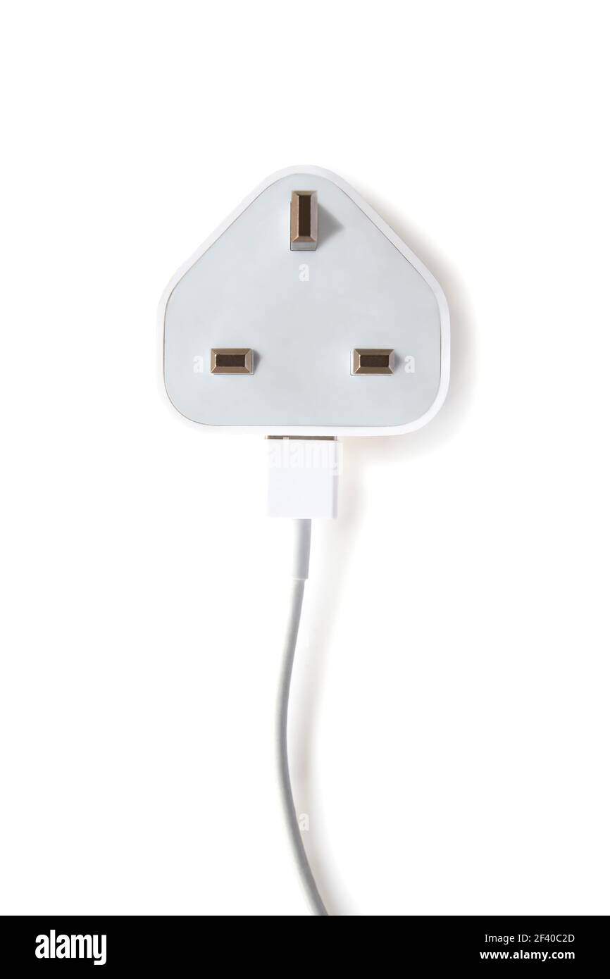 Overhead view of USB plug isolated on white background Stock Photo - Alamy