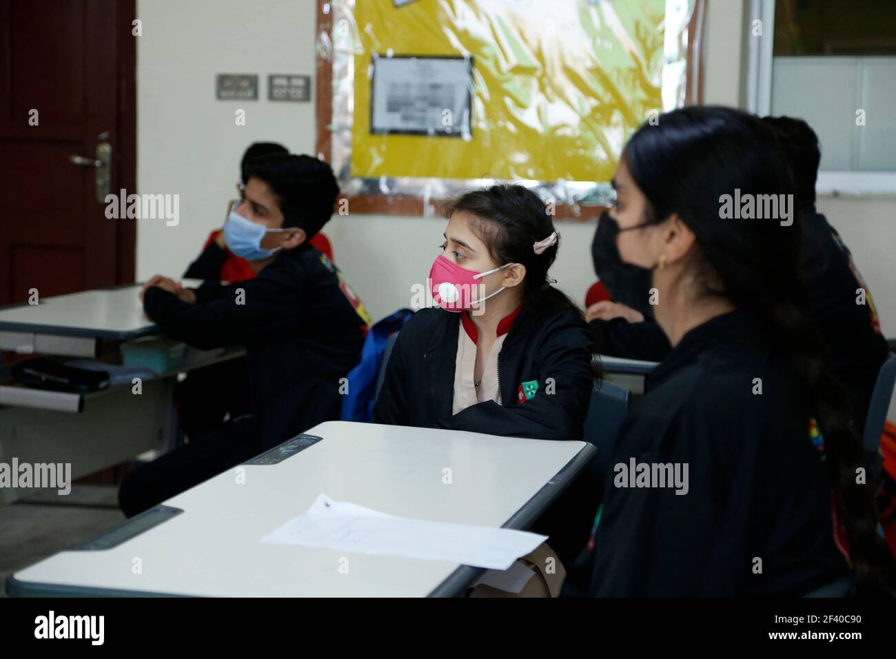 Islamabad, Pakistan. 11th Mar, 2021. Students attend a Chinese language ...
