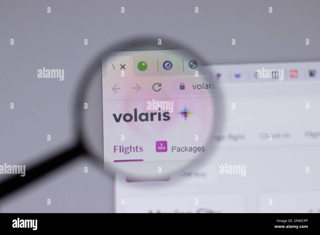 New York, USA - 18 March 2021: Volaris company logo icon on website ...