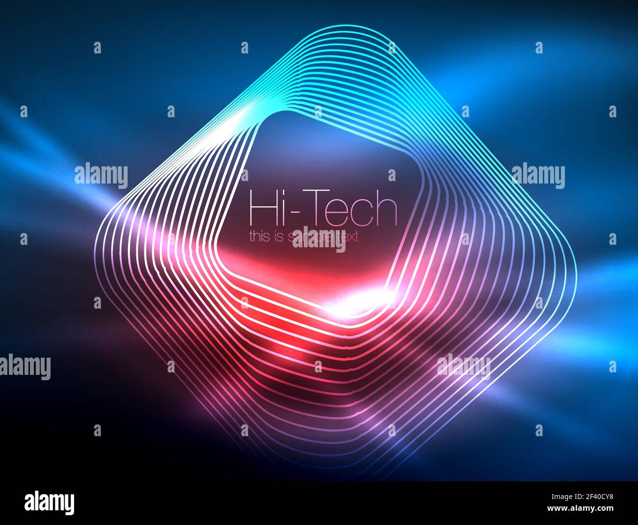 Neon glowing outline squares in dark. Neon glowing outline squares in ...