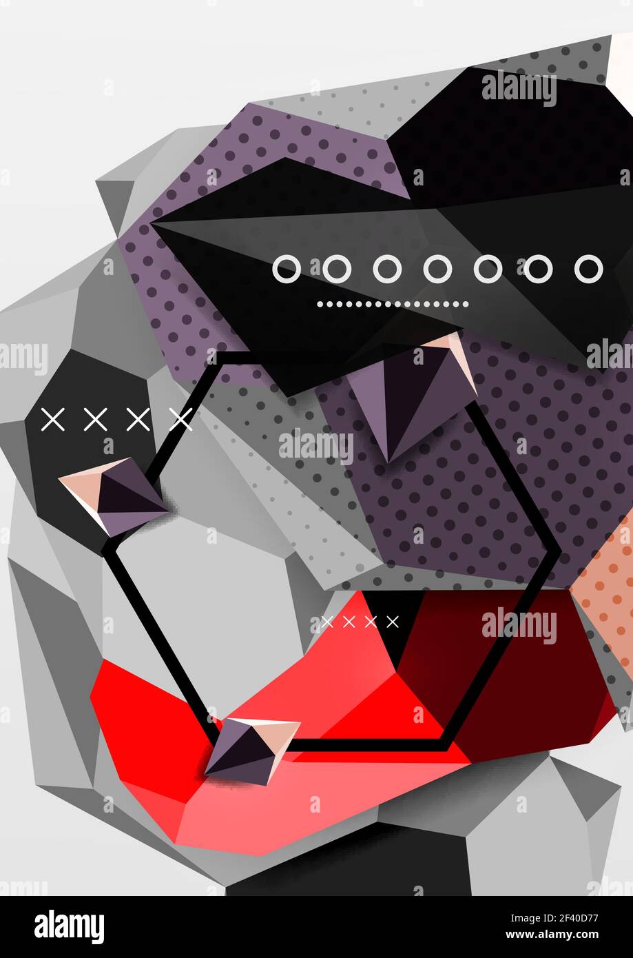 Color 3d geometric composition poster. Color 3d geometric composition ...