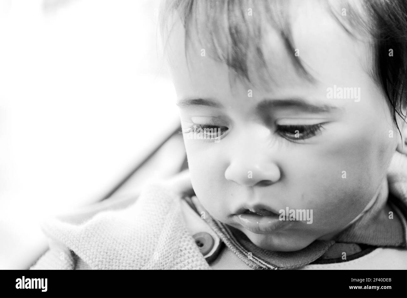 Close-up portrait of happy baby girl nine months old outdoors Stock ...