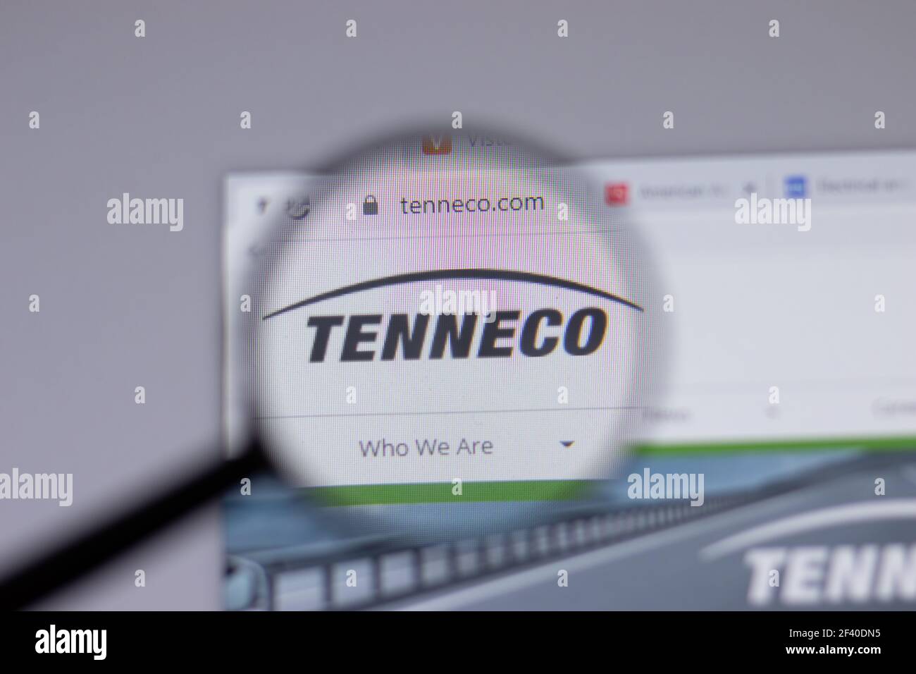 New York, USA - 18 March 2021: Tenneco company logo icon on website ...