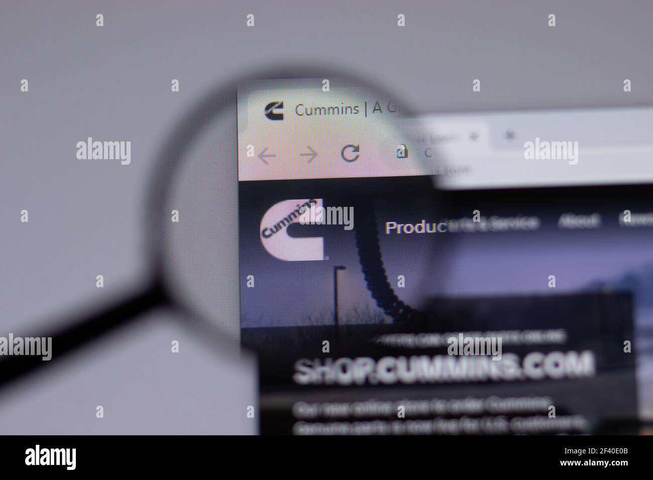 New York, USA - 18 March 2021: Cummins company logo icon on website ...