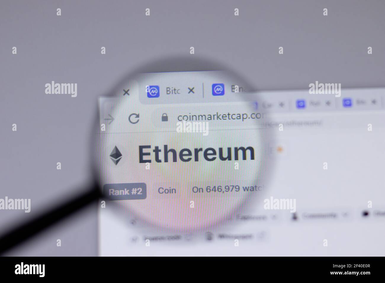 New York, USA - 18 March 2021: Ethereum cryptocurrency coin logo icon ...
