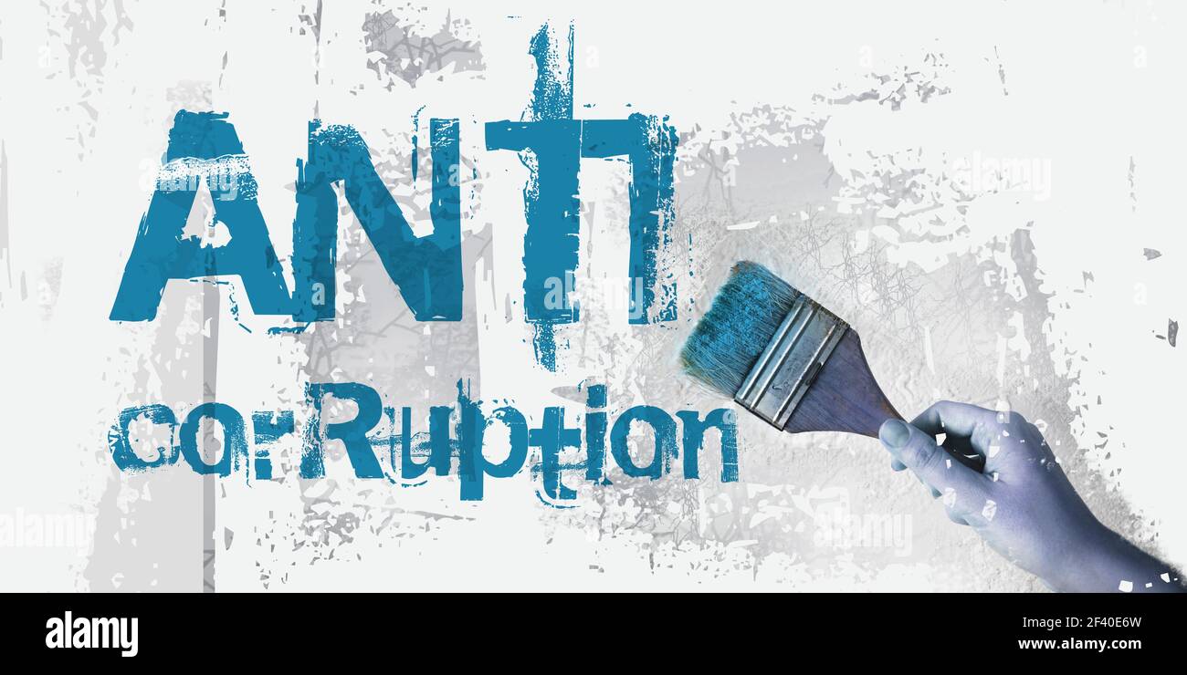 ANTI CORRUPTION Hand drawing words with paintbrush. Anti money ...