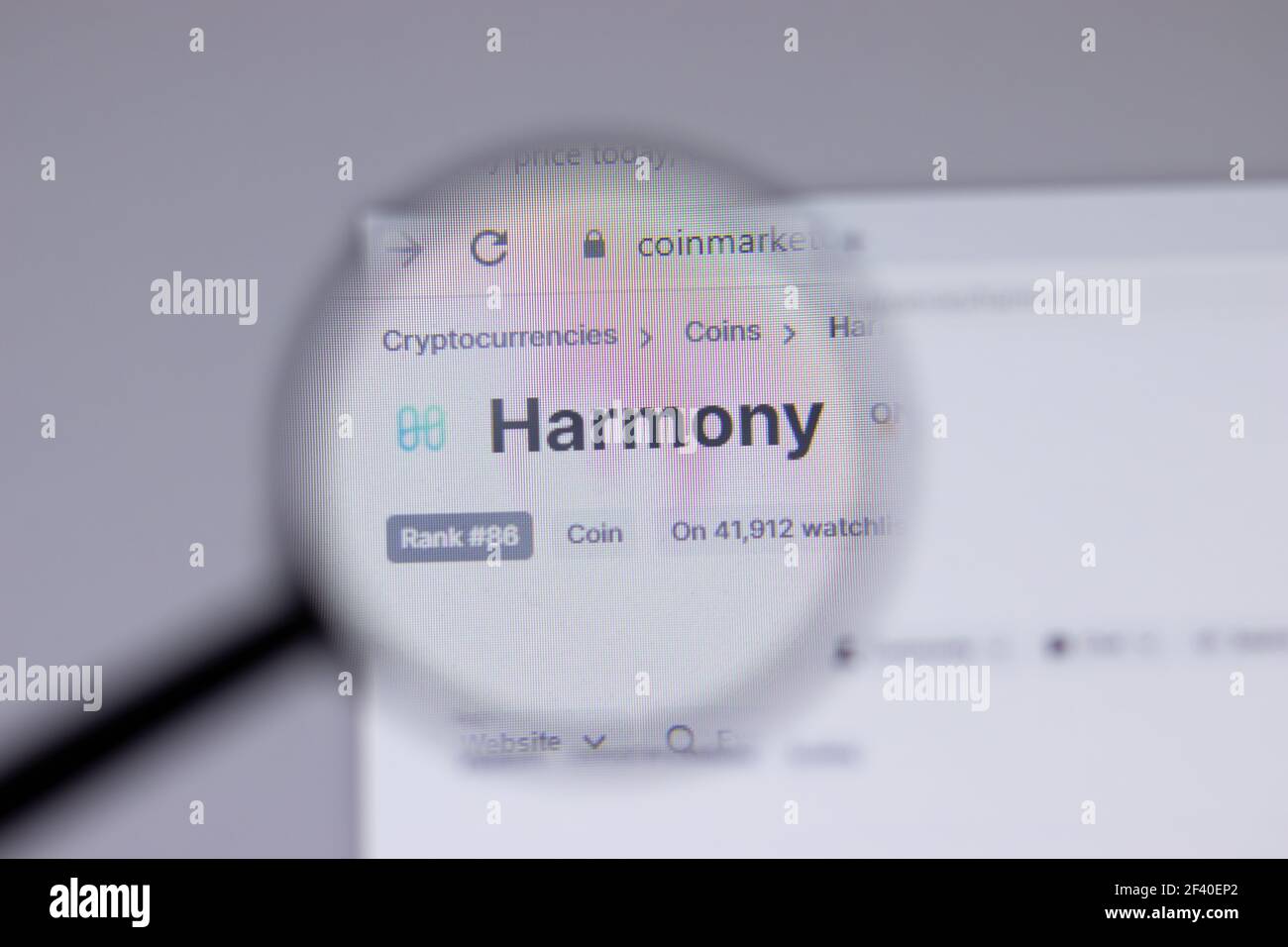 New York, USA - 18 March 2021: Harmony cryptocurrency coin logo icon on ...