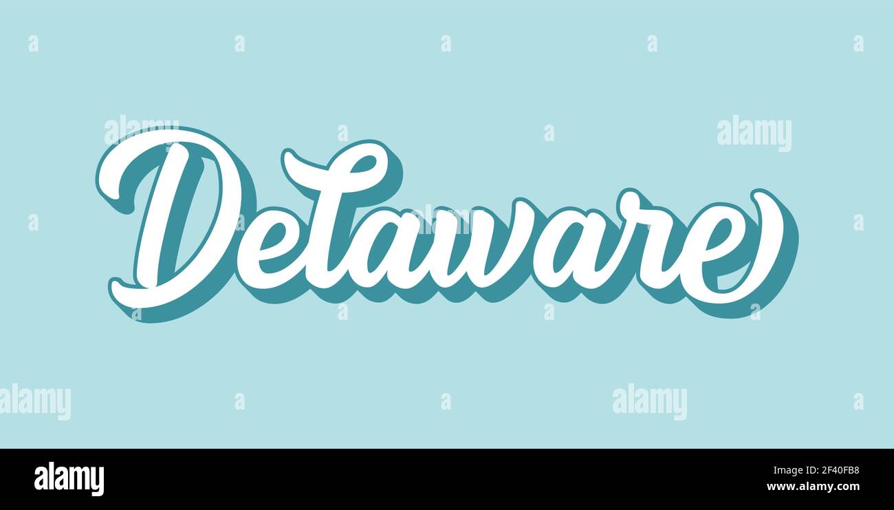 Hand sketched DELAWARE text. 3D vintage, retro lettering for poster ...