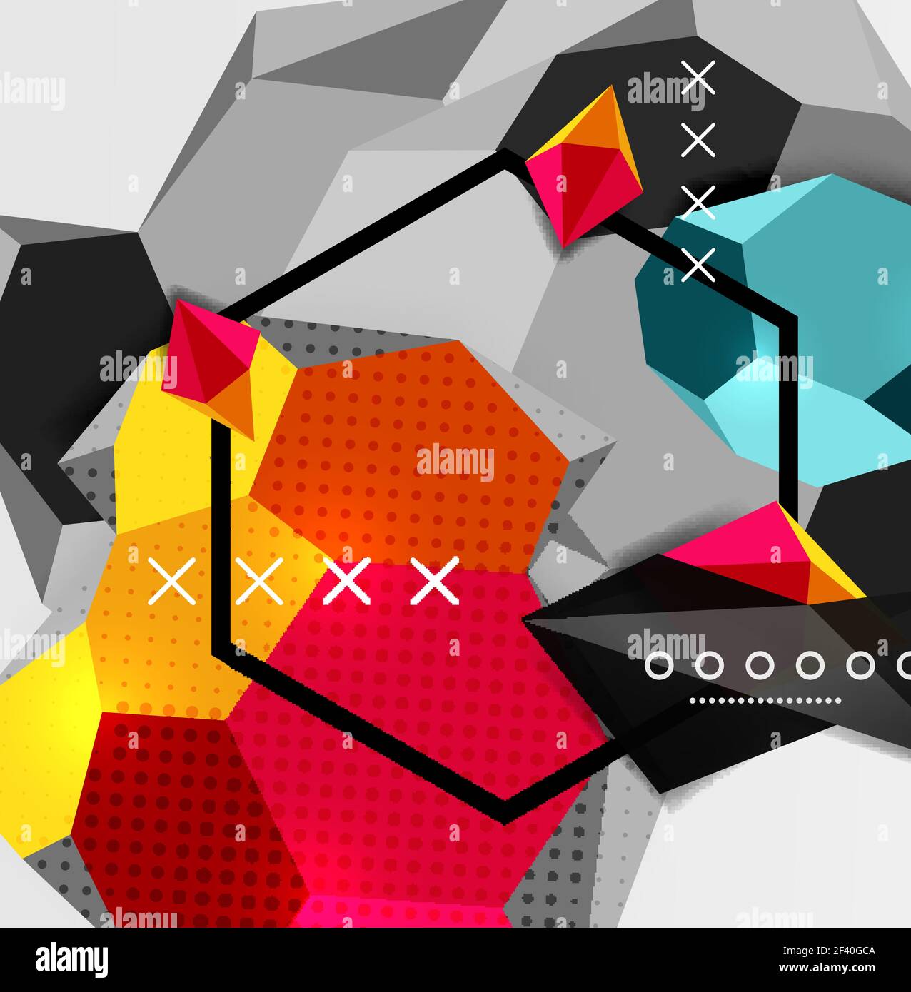 Color 3d geometric composition poster. Color 3d geometric composition ...