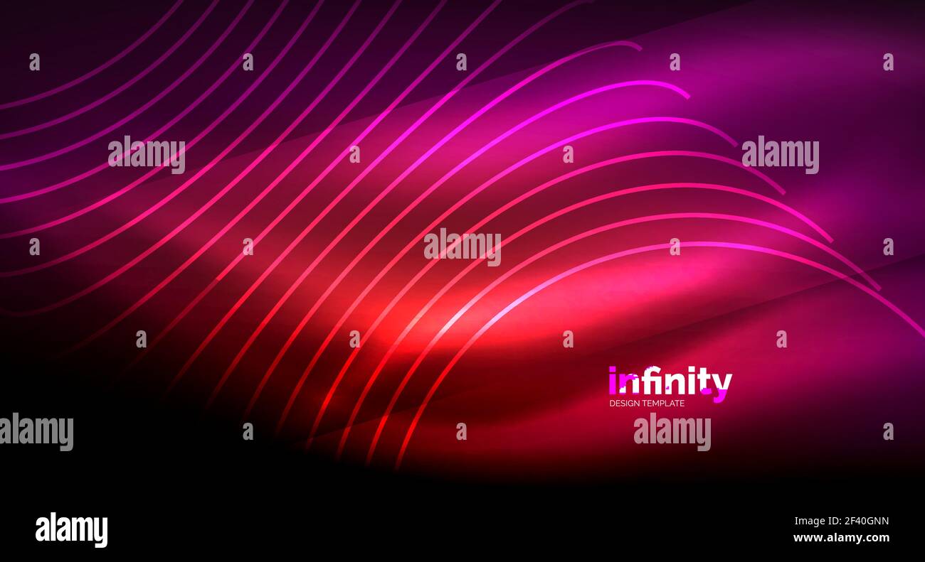 Abstract wave on dark background, shiny glowing neon digital background ...