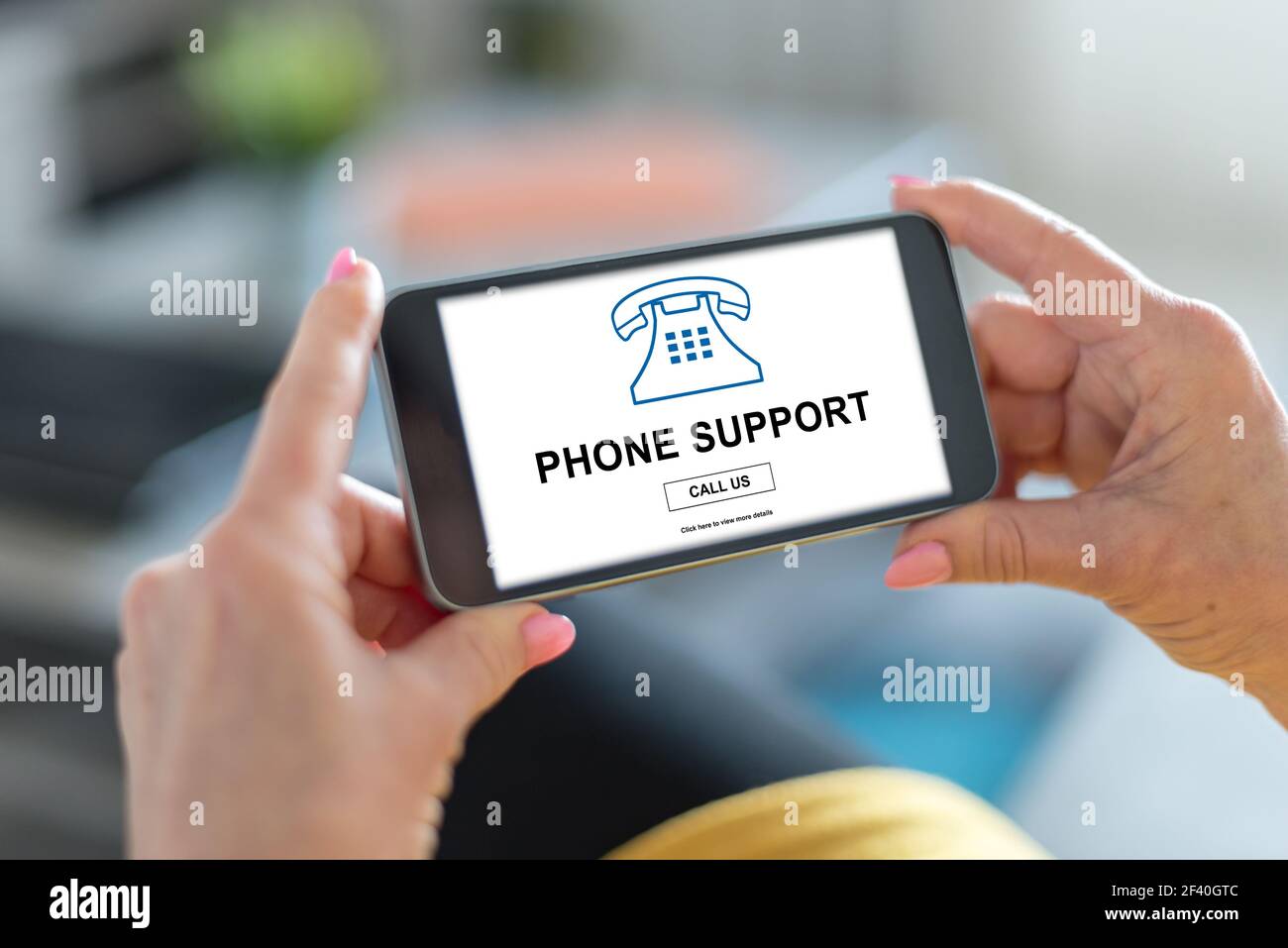 Smartphone screen displaying a phone support concept Stock Photo - Alamy