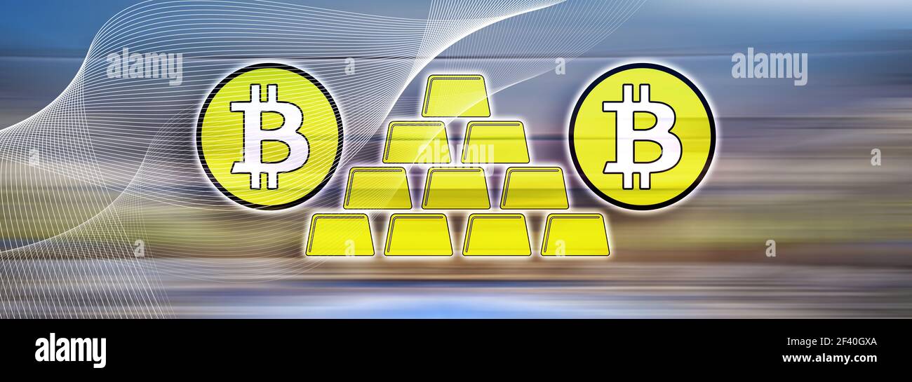 Illustration of a bitcoin virtual gold concept Stock Photo - Alamy
