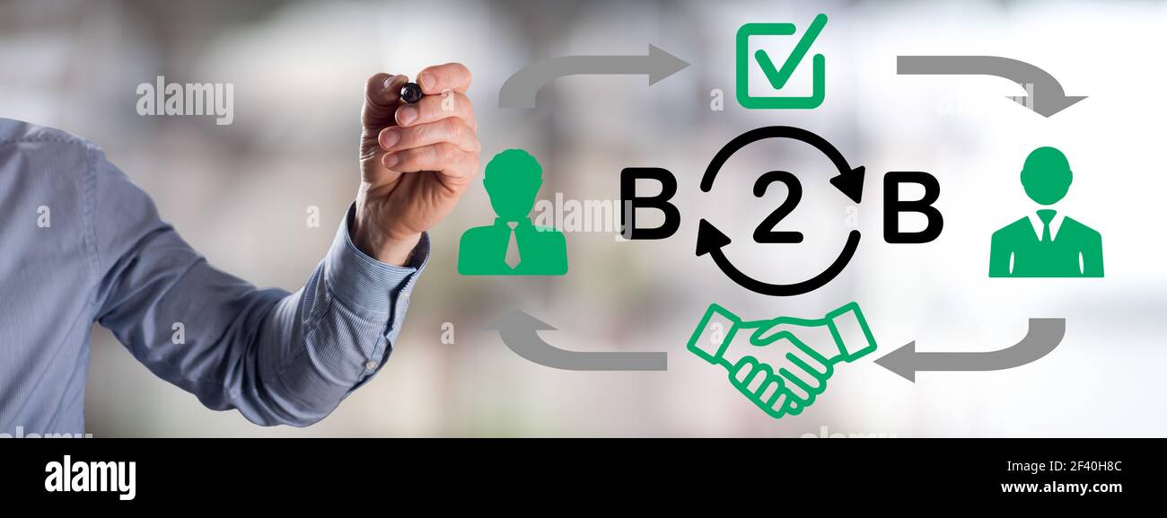Man drawing a b2b concept Stock Photo - Alamy