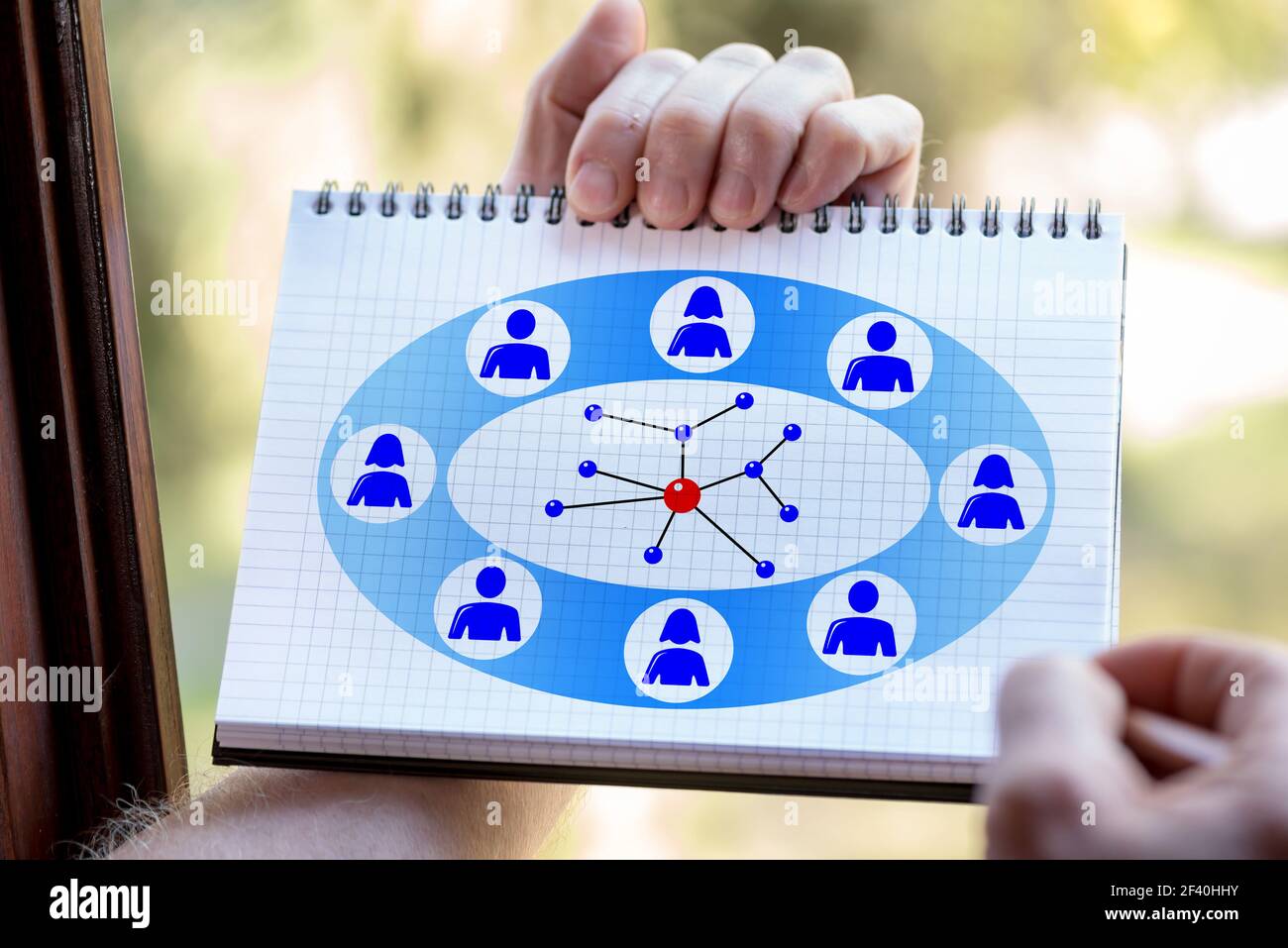 Hand drawing social network concept on a notepad Stock Photo - Alamy