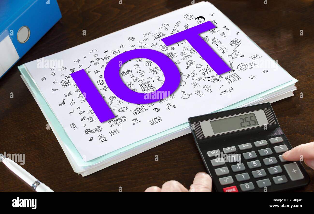 Iot concept illustrated on a paper with a calculator Stock Photo - Alamy