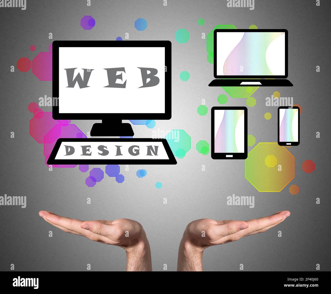 Open hands sustaining web design concept Stock Photo - Alamy