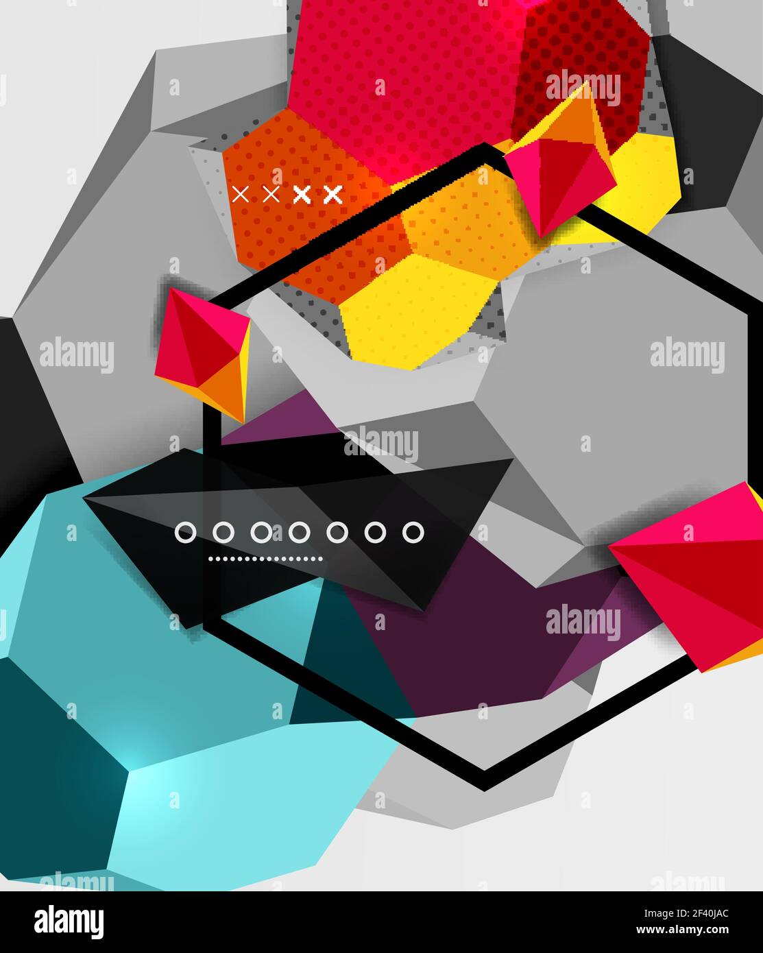 Color 3d geometric composition poster. Color 3d geometric composition ...