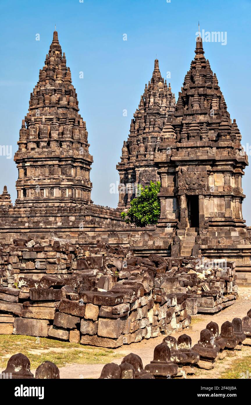 Prambanan hinduist temple compound, Yogyakarta, Central Java, Indonesia ...